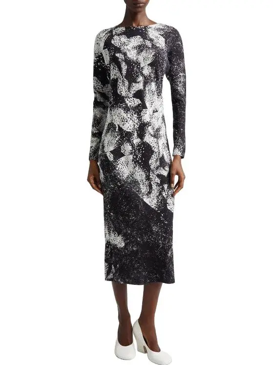 Dries Van Noten Davion Abstract Floral Midi Dress - Black