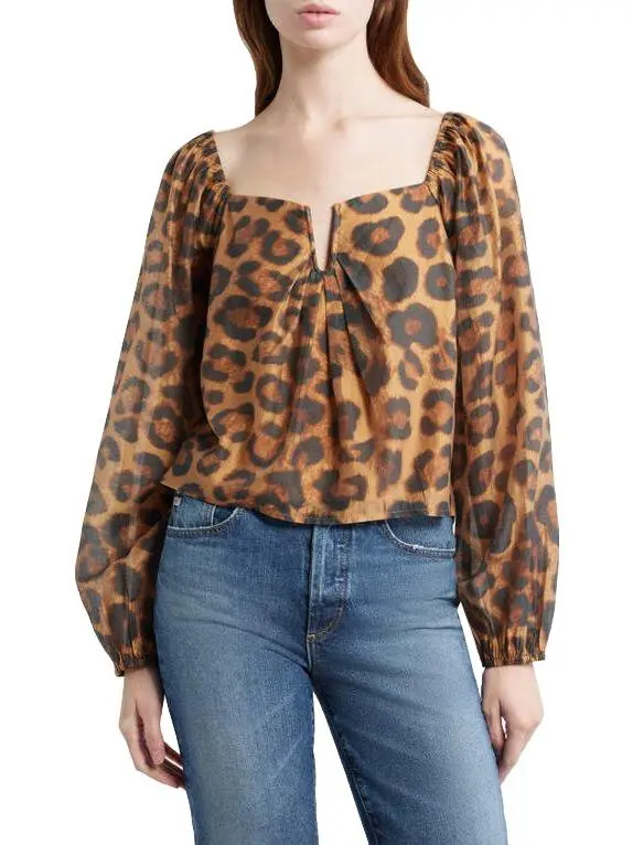 CIEBON Animal Spot Blouse - Brown Multi