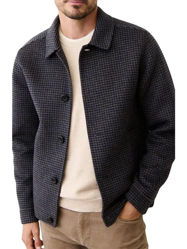 Marine Layer Luca Felted Houndstooth Jacket - Navy/taupe Houndstooth