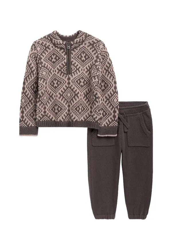 Splendid Snow Half Zip Sweater & Joggers Set - Grey Aztec