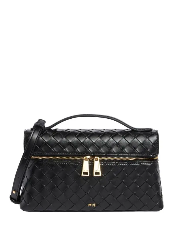 Jw Pei Woven Faux Leather Top Handle Crossbody Bag - Black