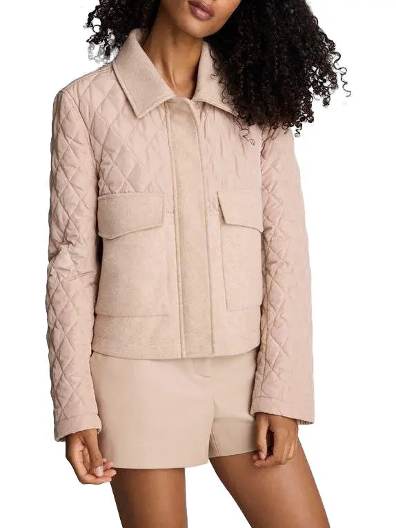 KENNETH COLE Quilted Patch Pocket Jacket - Toasted Oat