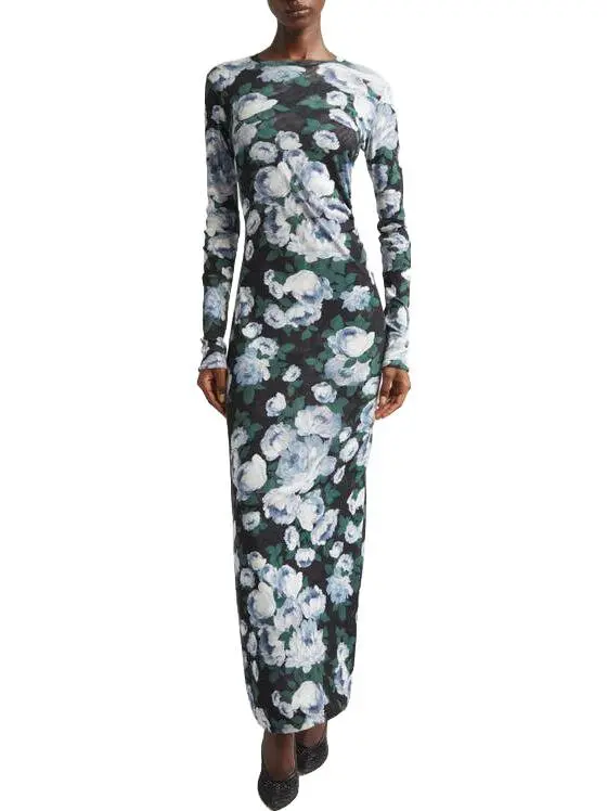 Stella McCartney Bunch Of Roses Mesh Maxi Dress - Black Multicolor