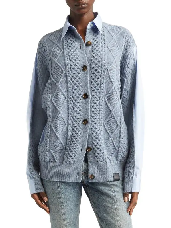 Stella McCartney Hybrid Knit Cardigan - Blue/grey