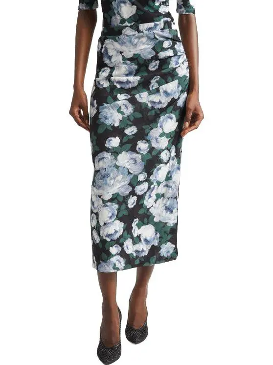 Stella McCartney Bunch Of Roses Mesh Midi Skirt - Green Multi