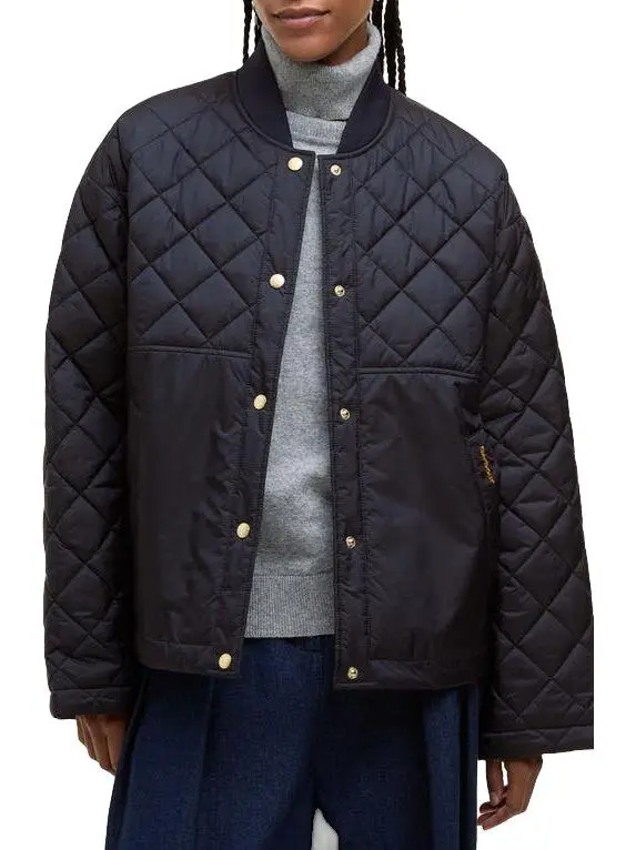 Barbour Wetherby Diamond Quilted Bomber Jacket - Dark Navy/dress Tartan