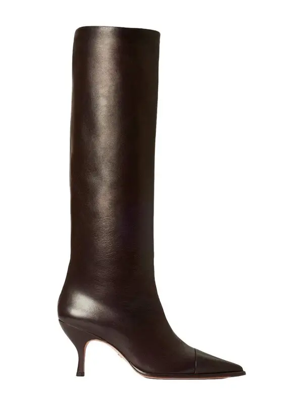 SANIA D'MINA Leather Avenue High Boots - Brown