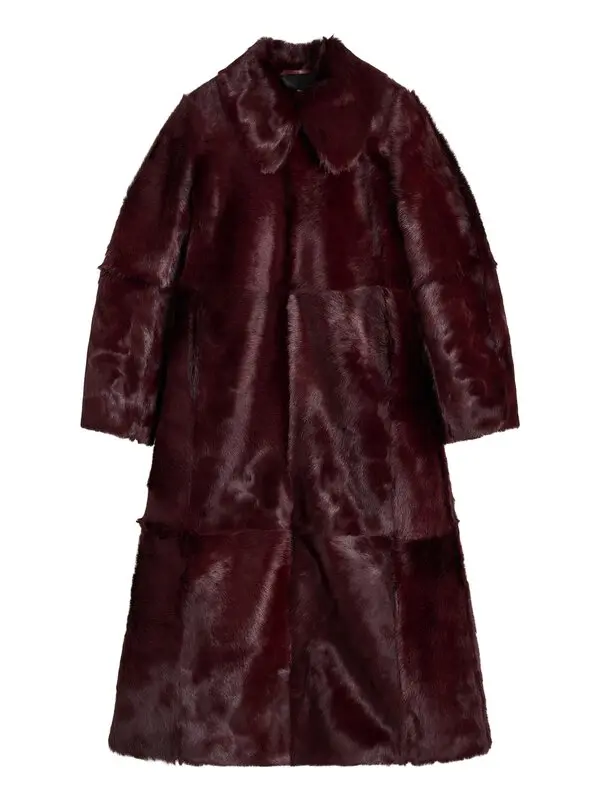 BY MALENE BIRGER Rafaia Shearling Calf Coat - Cabernet