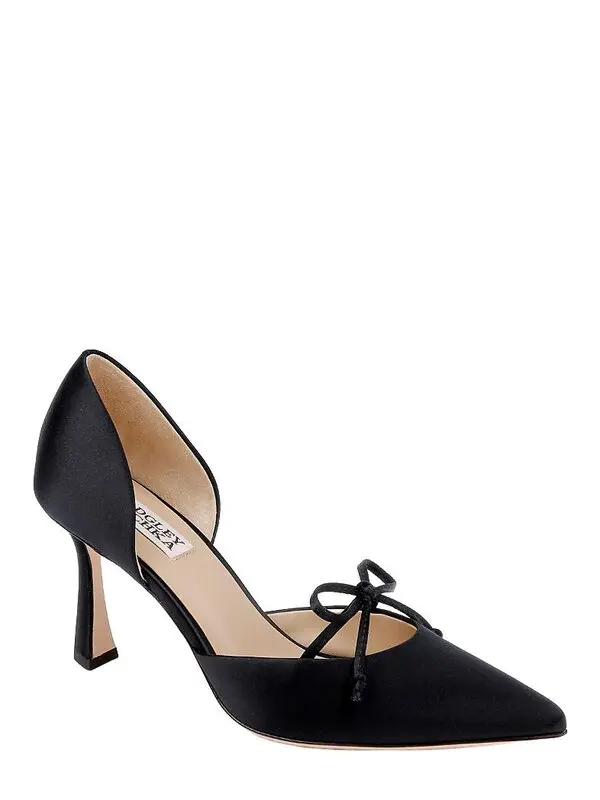 Badgley Mischka Olympic Bow Pumps - Black Satin