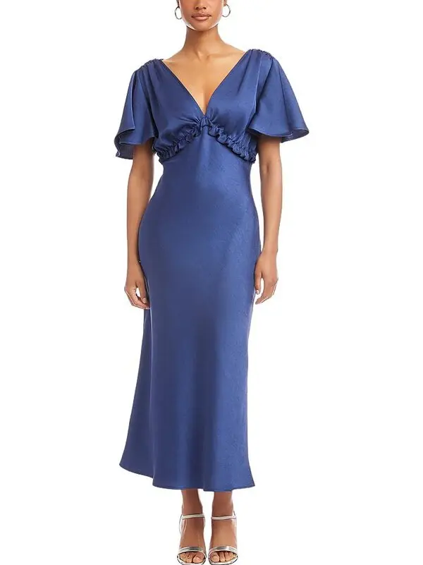 Fifteen Twenty Shailene Flutter Sleeve Dress - Dusty Blue