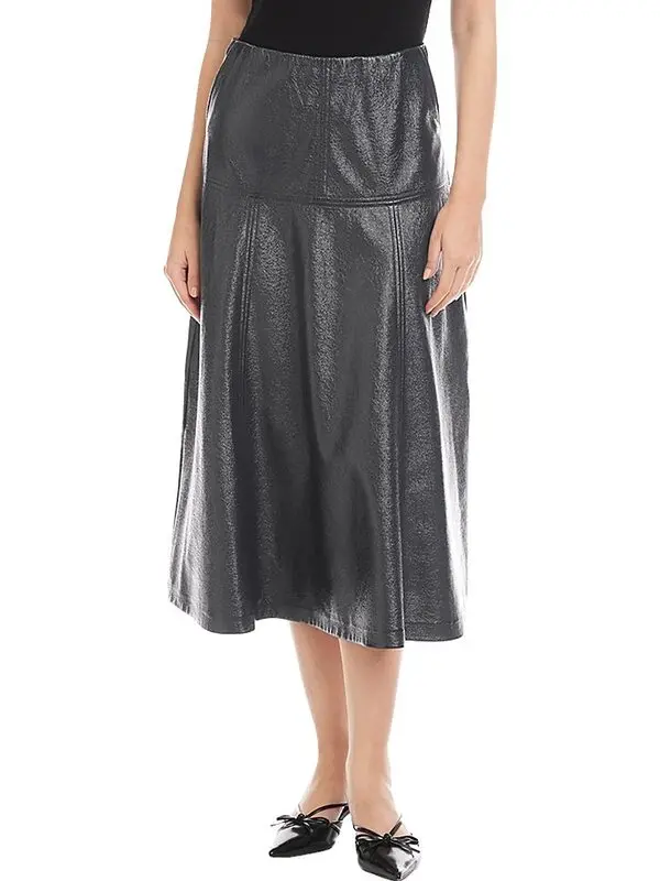 Fifteen Twenty Bronwyn Faux Leather Midi Skirt - Navy