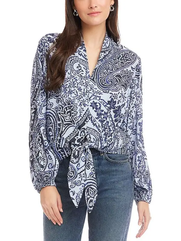 Fifteen Twenty Scarlet Tie Front Top - Paisley