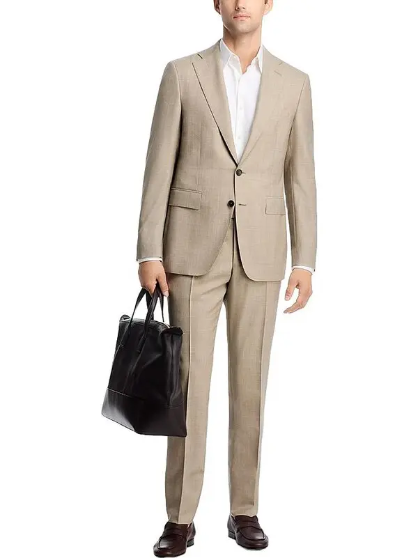 Canali Capri Melange Solid Slim Fit Suit - Beige
