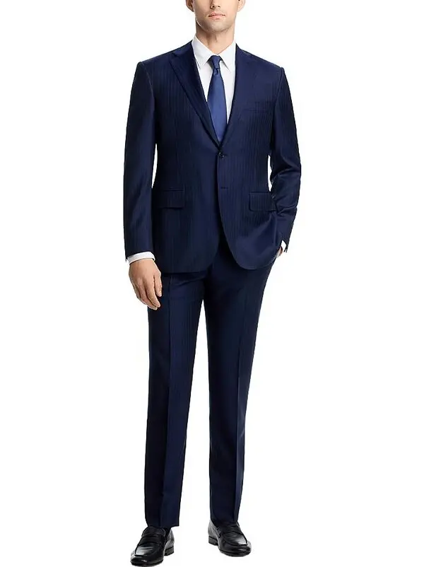 Canali Siena Tonal Stripe Regular Fit Suit - Blue