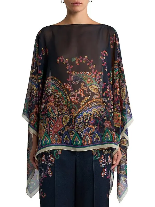 Etro Printed Silk Poncho - Print On B