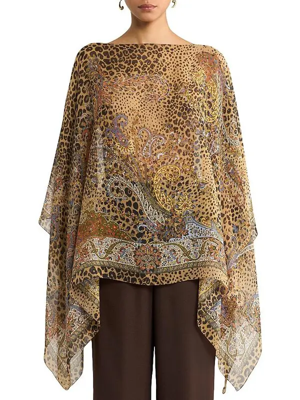 Etro Silk Poncho Top - Moro Print