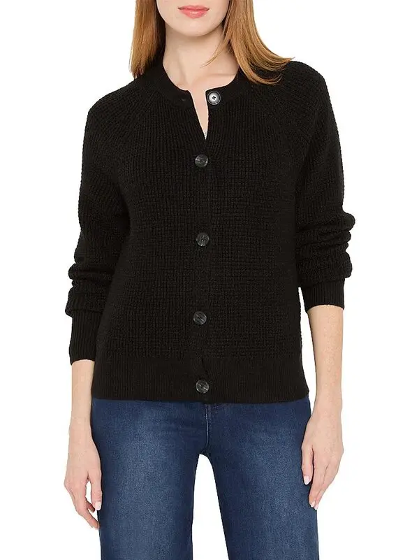 NIC+ZOE Waffle Tuck Cardigan - Black Onyx