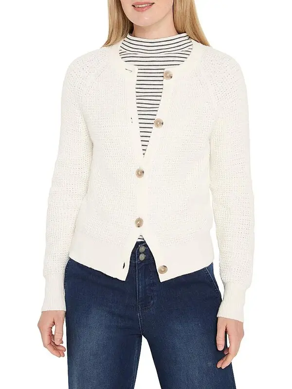 NIC+ZOE Waffle Tuck Cardigan - Classic Cream