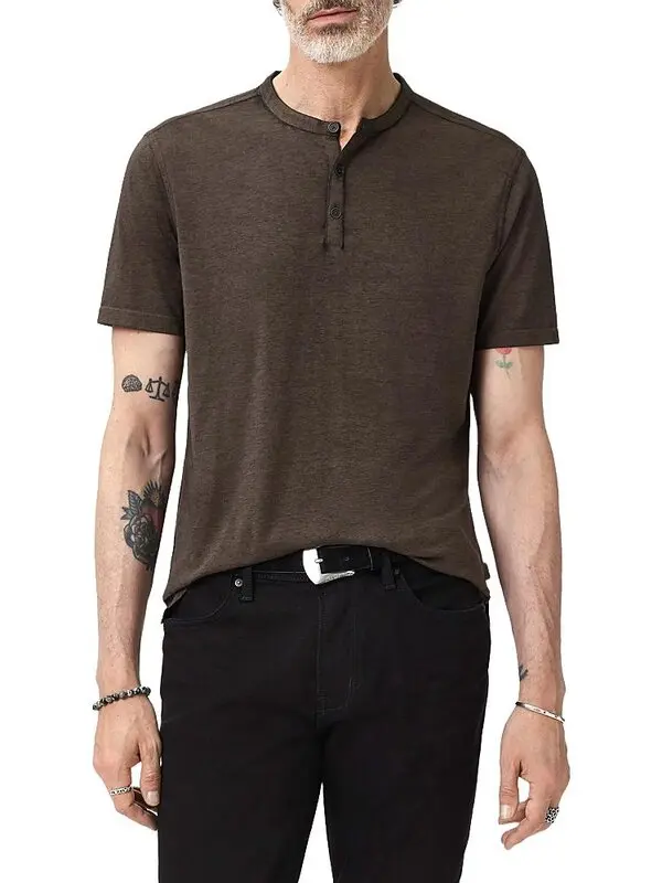 John Varvatos Duke Short Sleeve Henley - Teakwood