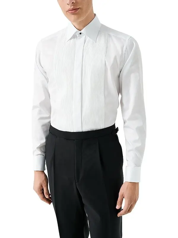Eton Slim Fit Solid Plisse Shirt - White
