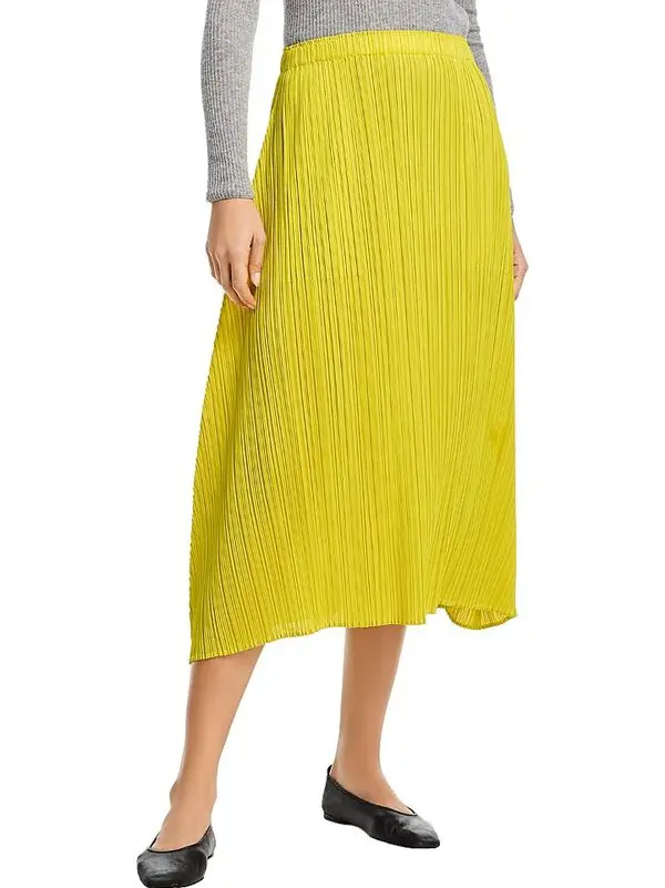 Issey Miyake Pleated Midi Skirt - Canary Yellow
