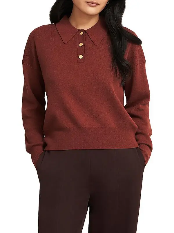 HOBBS LONDON Connie Polo Jumper - Cinnamon Brown