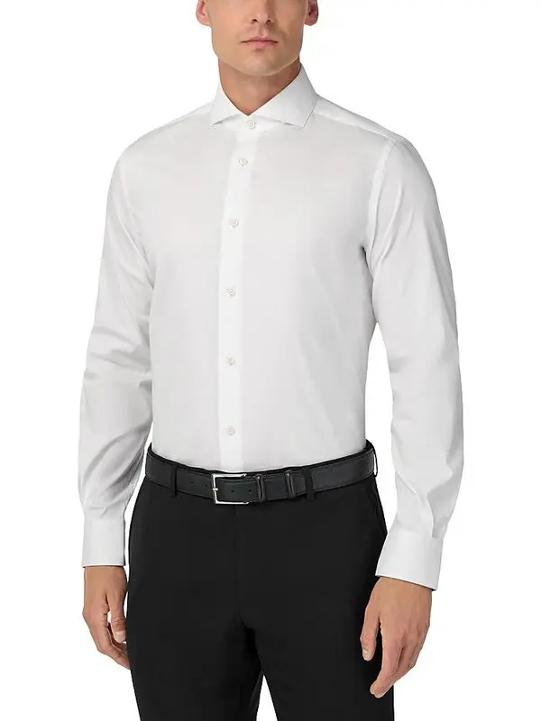 Boggi Milano Naples Slim Fit Button Front Shirt - White