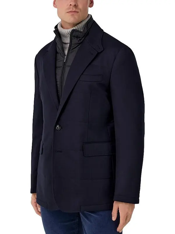 Boggi Milano Smart Flannel Jacket With Removable Bib - Navy Blue