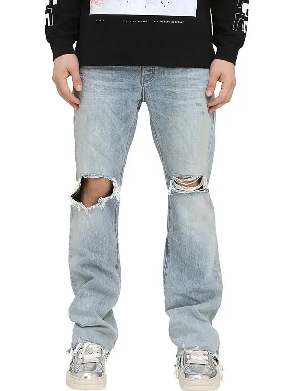 PURPLE BRAND Lucca Fade Bootcut Distressed Jeans - Light Indigo