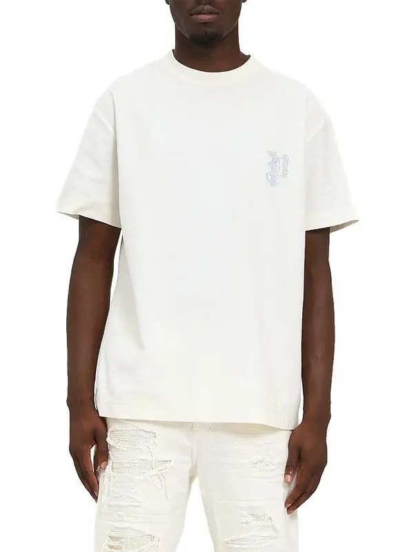 PURPLE BRAND Short Sleeve Textured Graphic Tee - Off White