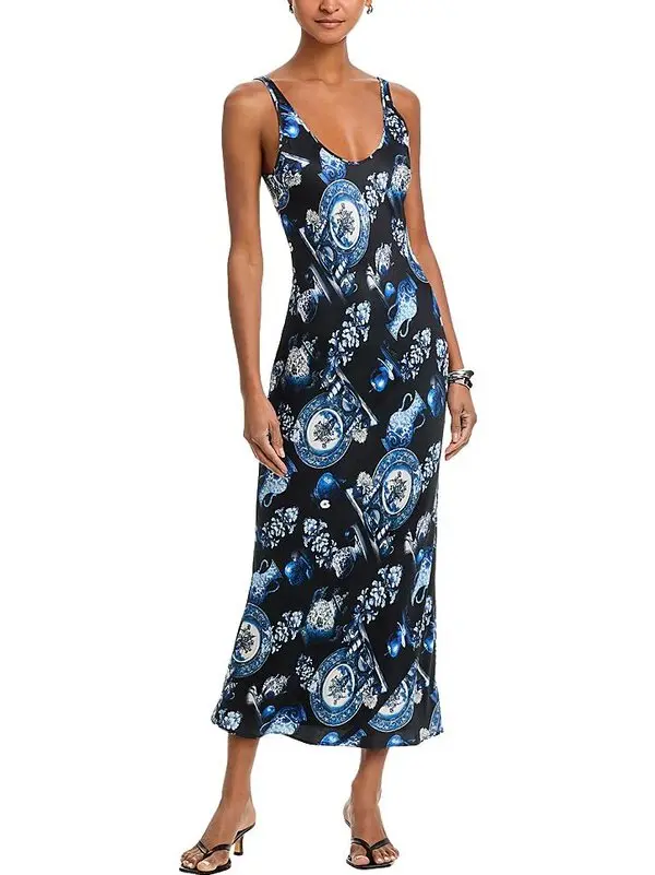 L'Agence Akiya Tank Dress - Black/blue Porcelain
