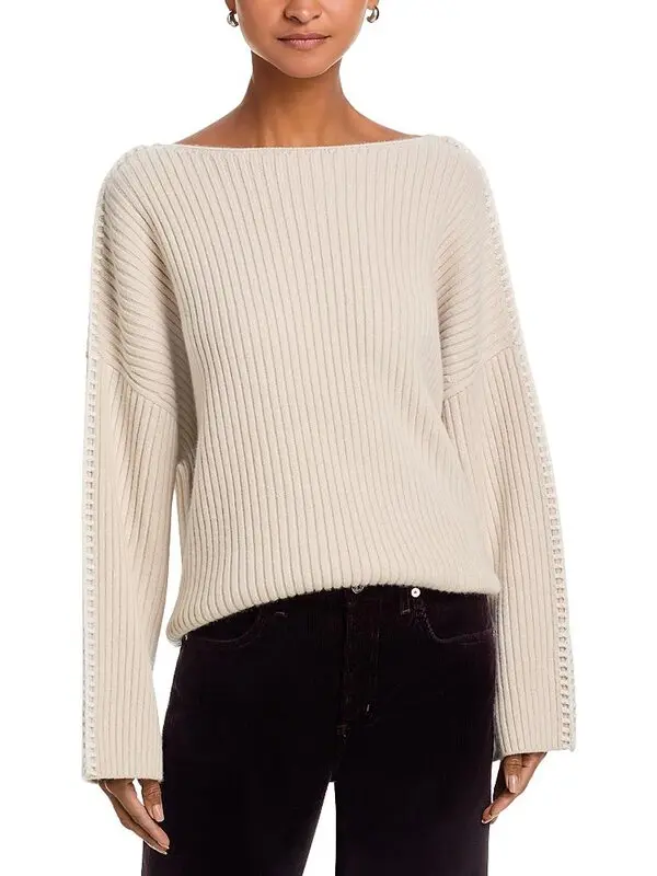 Rag & Bone Ingrid Boat Neck Wool Sweater - Light Oat