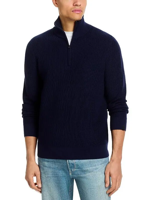 Rag & Bone Joel Merino Half Zipper Sweater - Navy