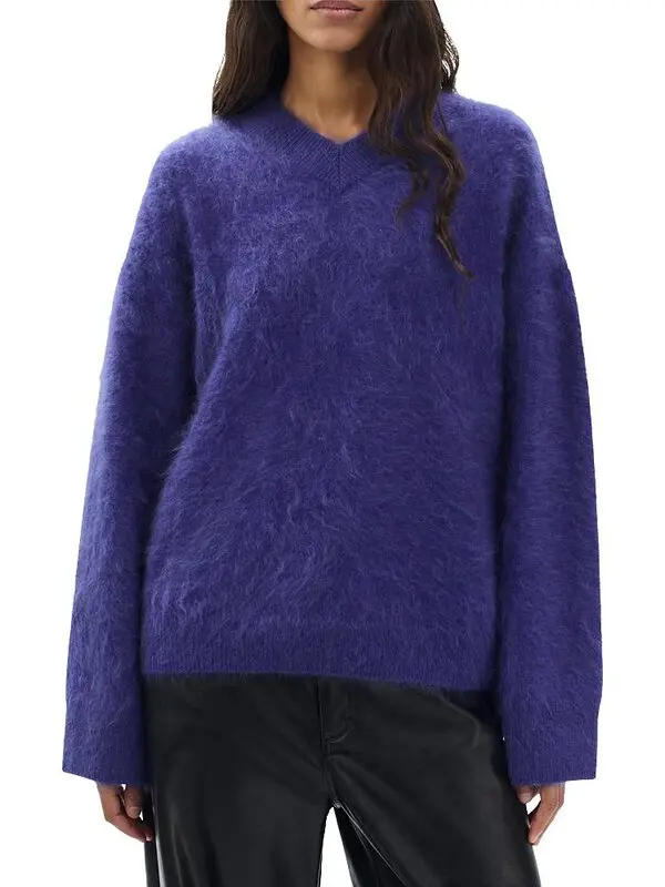 Rag & Bone Jada Brushed Cashmere Sweater - Dark Blue