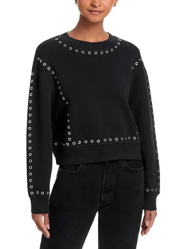 Rag & Bone Vintage Terry Grommet Embellished Pullover - Black
