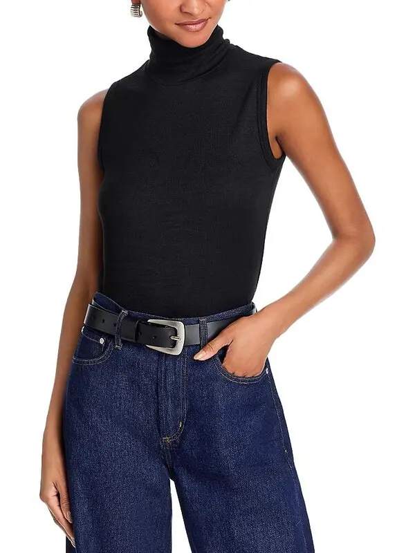 Rag & Bone Knit Turtleneck Tank Top - Black