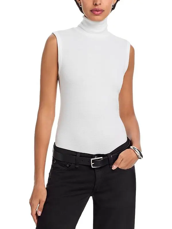 Rag & Bone Knit Turtleneck Tank Top - White
