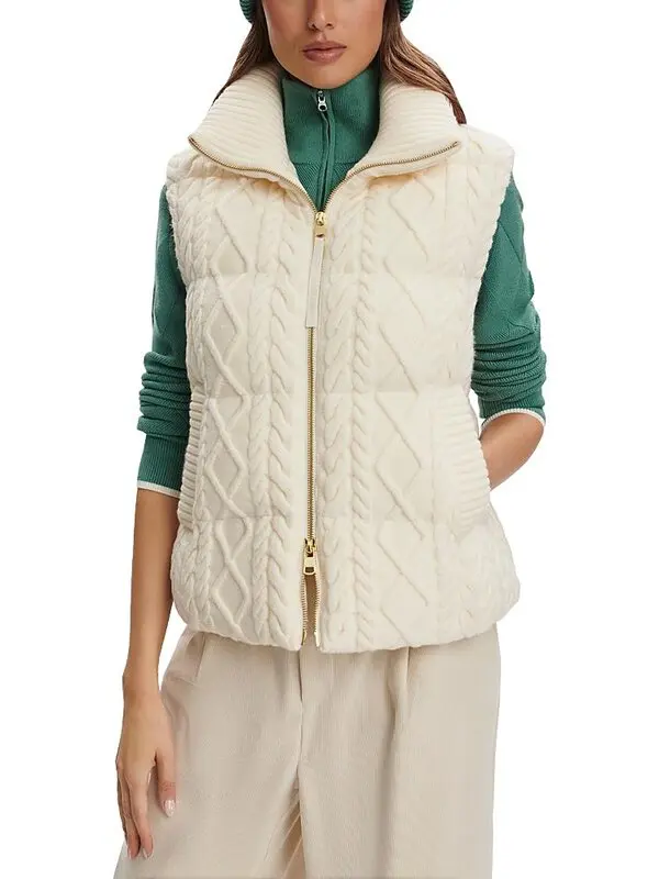 Varley Irina Cable Knit Puffer Vest - Egret