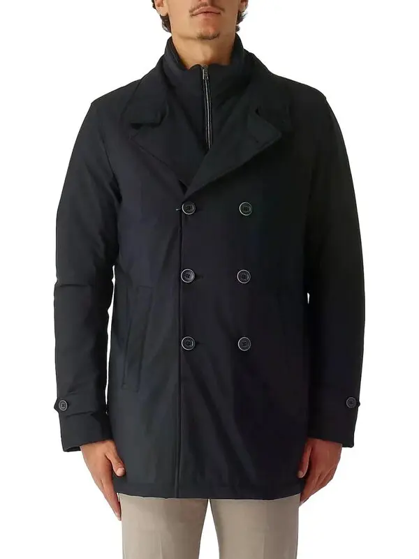 Herno Padded Double-breasted Pea Coat - Blue
