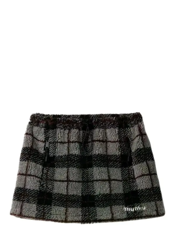 Miu Miu Checked Teddy Miniskirt - Grey