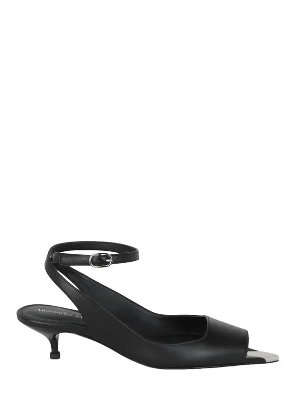 Alexander McQueen Punk Peep Toe 2 In Sandals - Black/silver