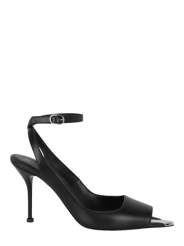 Alexander McQueen Punk Peep Toe 4 In Sandals - Black/silver