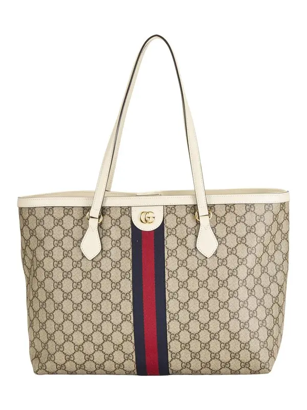 Gucci Gg Supreme Canvas Ophidia Tote - White