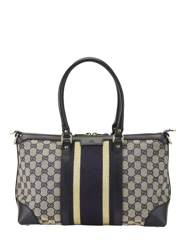 Gucci Gg Vintage Web Convertible Tote - Navy