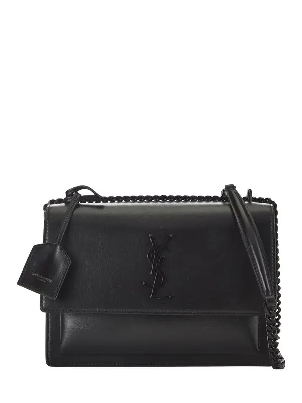 Saint Laurent Calfskin Leather Sunset Shoulder Bag - Black