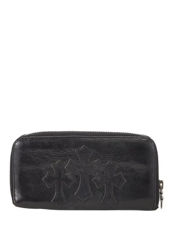 Chrome Hearts Cemetery Cross Zip Around Wallet - Black