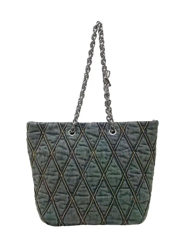 DIESEL® Quilted Tote Bag With Chain Handles - Blue