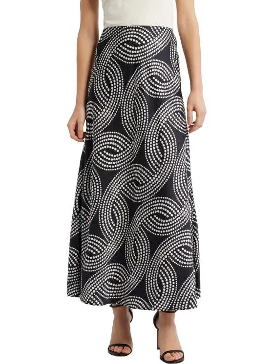 Anne Klein Bias Cut Midi Skirt - Anne Black/white Dove