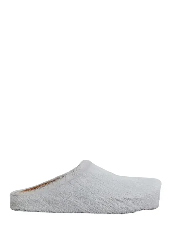 Marni Long Hair Calfskin Fussbett Sabot Mule - Sodium