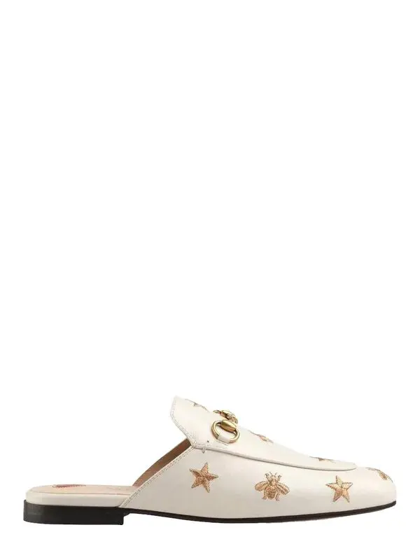 Gucci Princetown Embroidered Leather Slipper - White